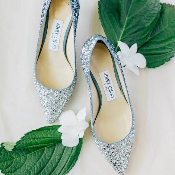 Jimmy Choo | Shoes | Jimmy Choo Romy 6 Silver Dusk Blue Glitter Pumps ...